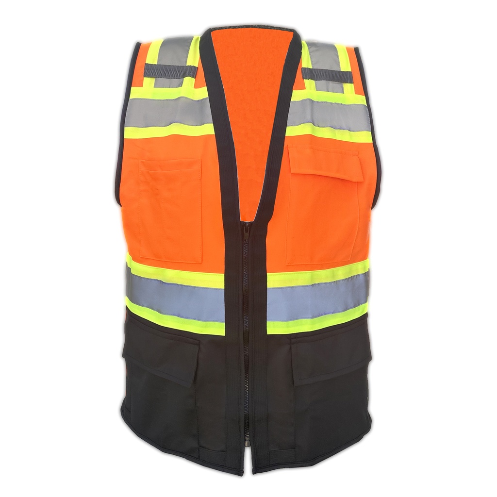 Hi Vis Orange Vest - Black Bottom | Wallenius WIlhelmsen Safety Supply ...